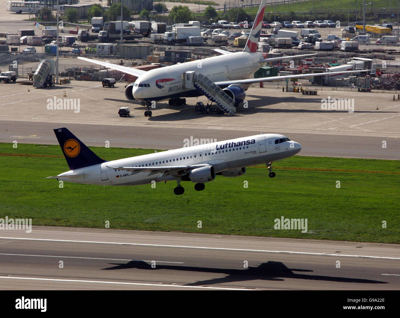 A view from the new air traffic control tower in the centre of Heathrow ...