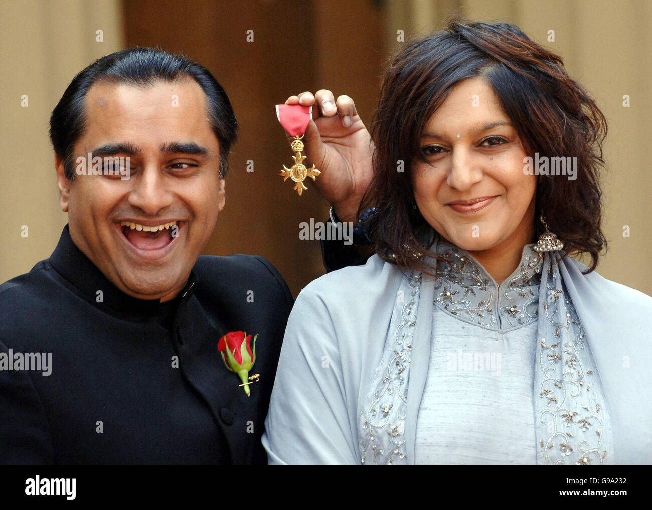 Actor and comedian Sanjeev Bhaskar and his wife Meera Syal at ...