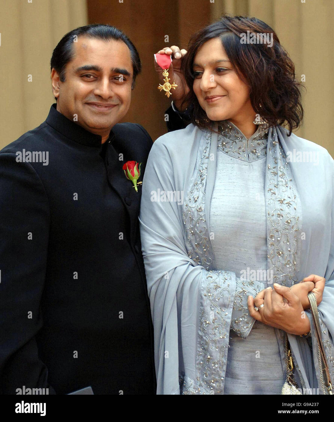 Actor and comedian Sanjeev Bhaskar and his wife Meera Syal at ...