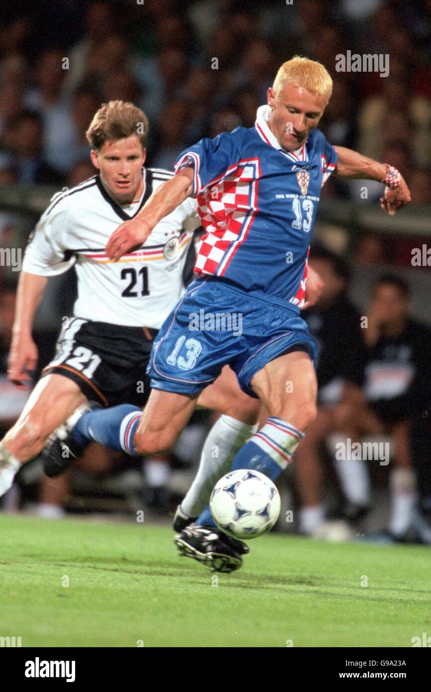 Croatias mario stanic r shoots for goal hi-res stock photography and ...