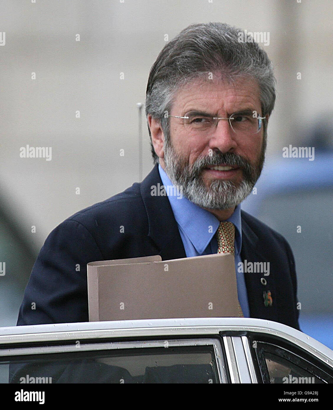 Sinn Fein leader Gerry Adams arrives at Stormont for the first meeting ...