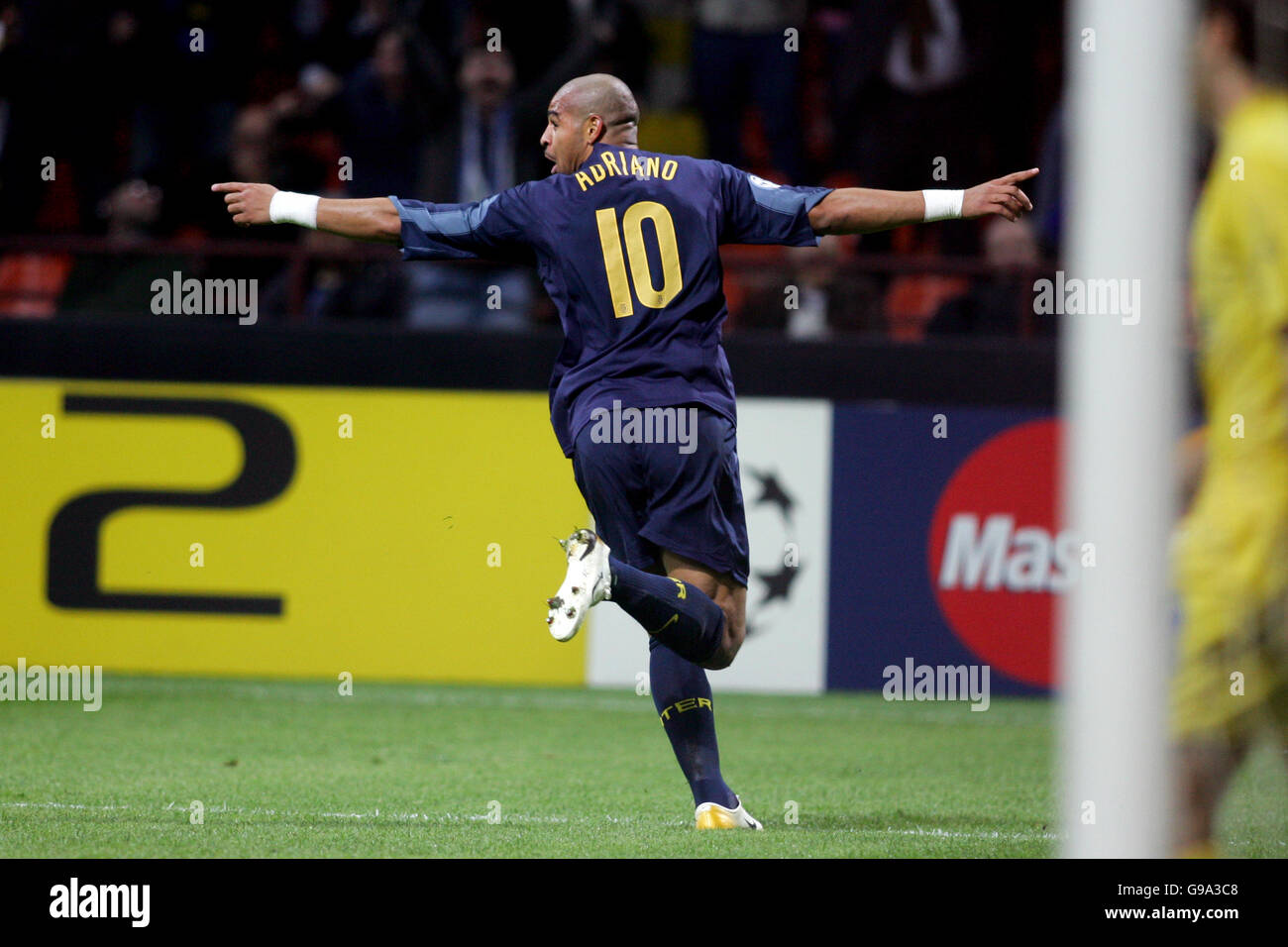 Inter milans adriano celebrates scoring hi-res stock photography and ...