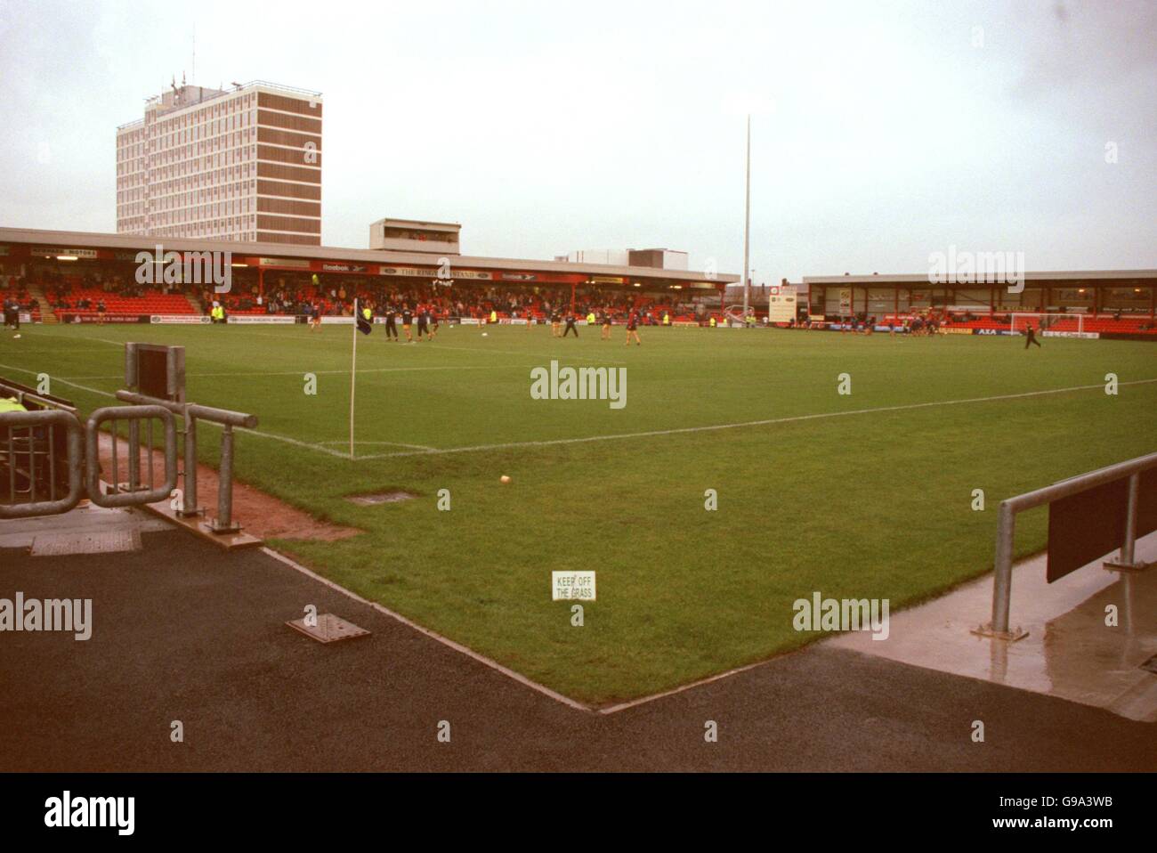 The players warm up before the match as Gresty Road begins to fill ...