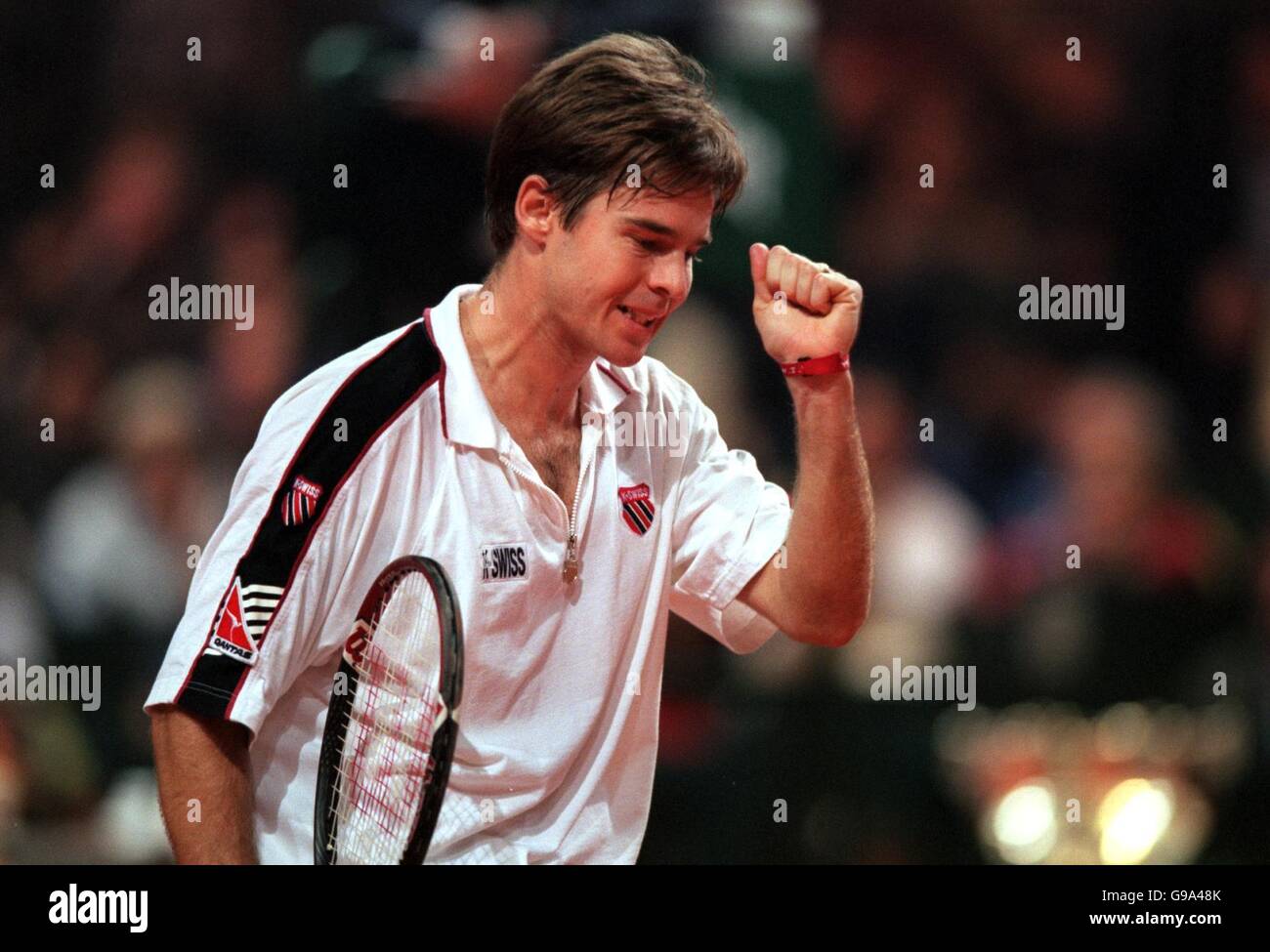 Australias todd woodbridge celebrates winning a point hi-res stock ...