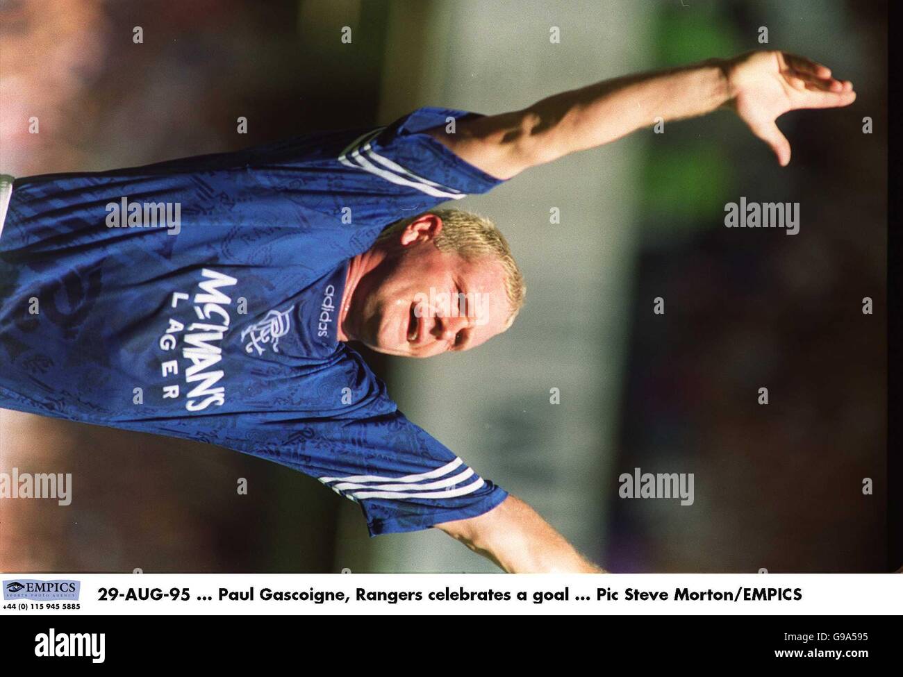 181225 Gascoigne. Paul Gascoigne, Rangers celebrates a goal Stock Photo ...