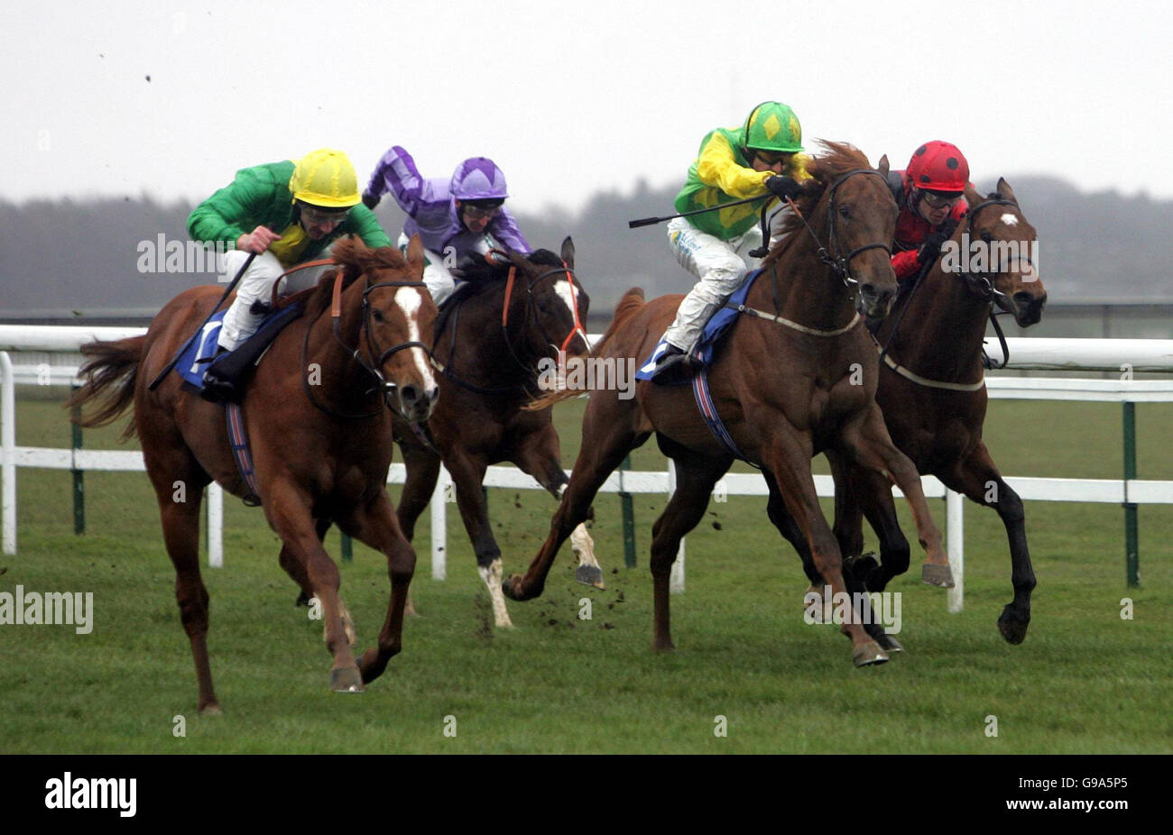 Carsons Spirit, ridden by Christopher Catlin (second right) goes on to ...