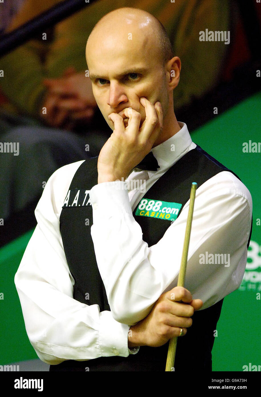Andy Hicks looks on during his match against Steve Davis in the World ...