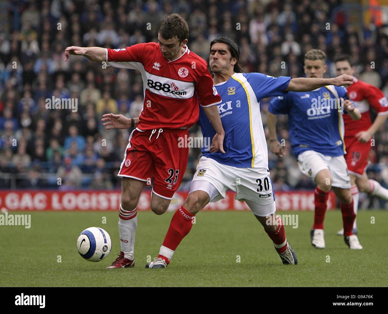 Portsmouths pedro mendes and middlesbroughs james morrison hi-res stock ...