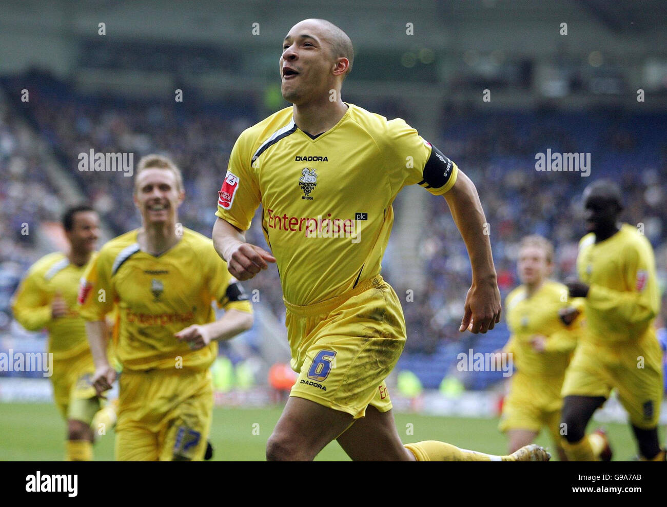 Preston's Jason Jarrett celebrates scoring during the Coca-Cola ...