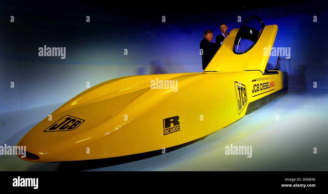 Driver Andy Green (right) and JCB Chairman Sir Anthony Bamford (second ...