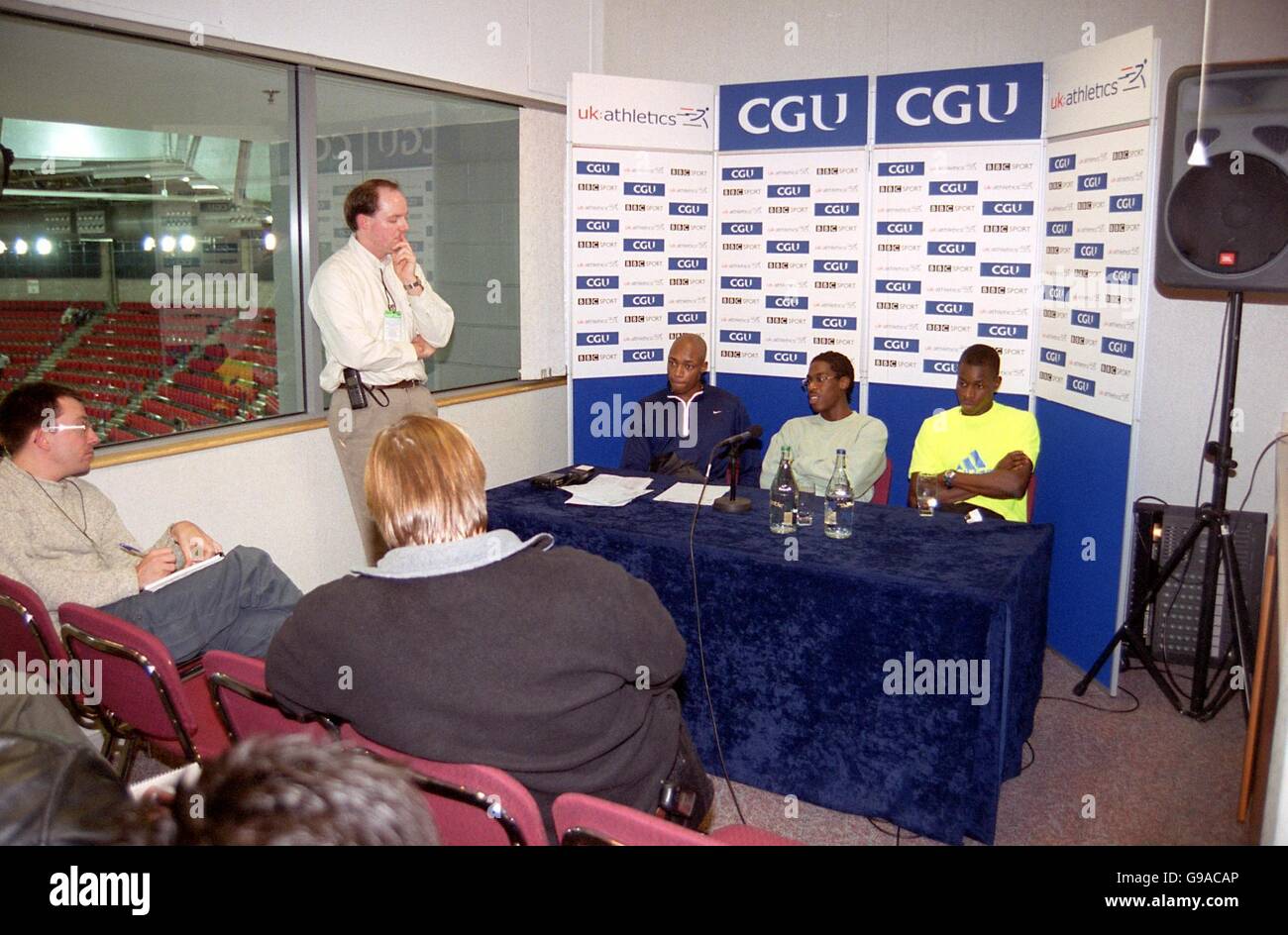 (l-r) Marlon Devonish, Christian Malcolm and Julian Golding at a press ...