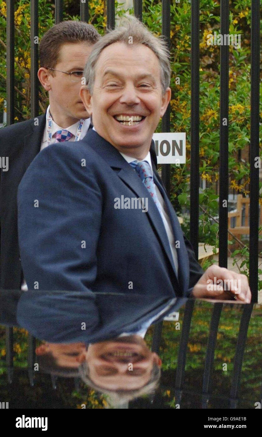 CROP OF POLL Blair 5 Prime Minister Tony Blair leaves after casting his ...