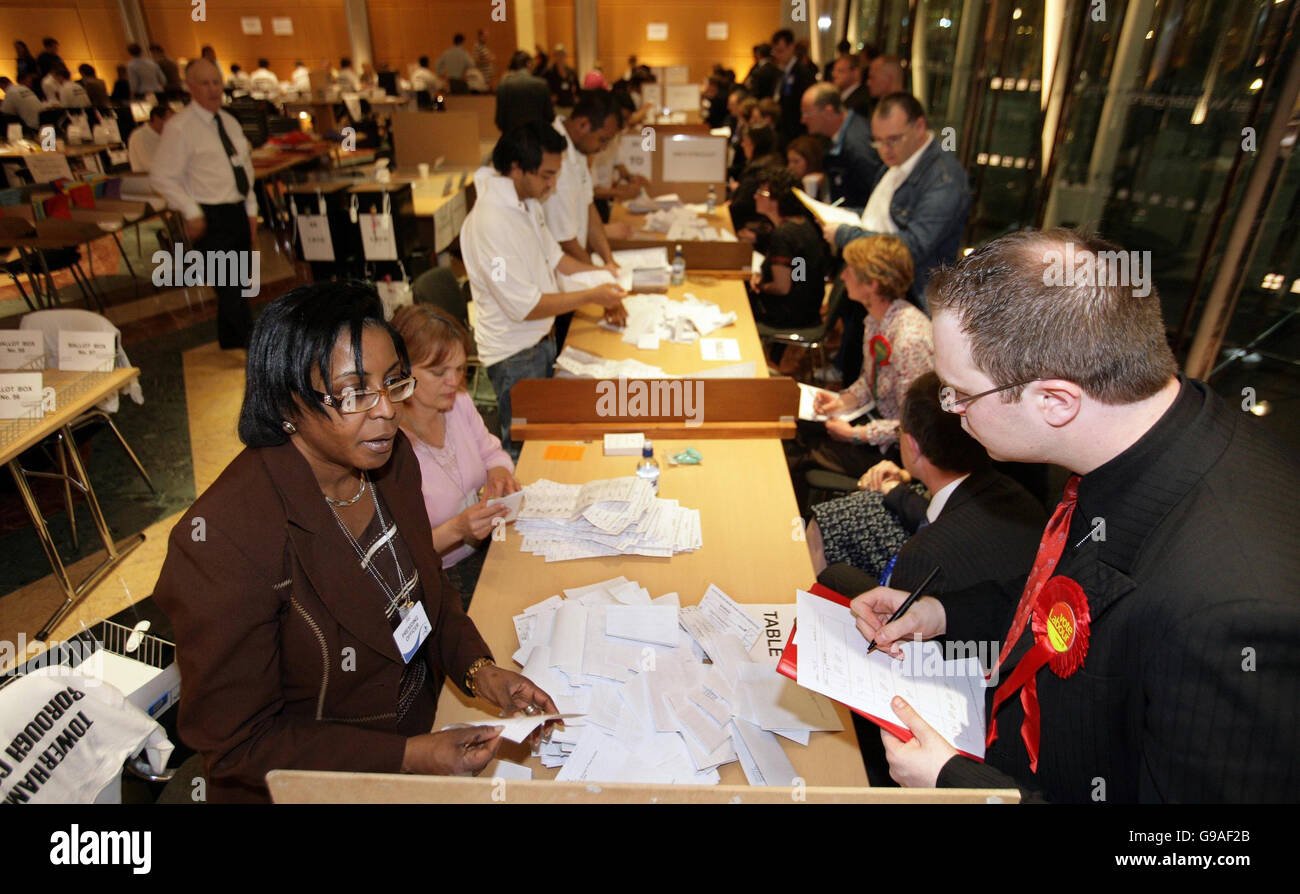 Ballot boxes arriving and being at the Local Election Count for the ...