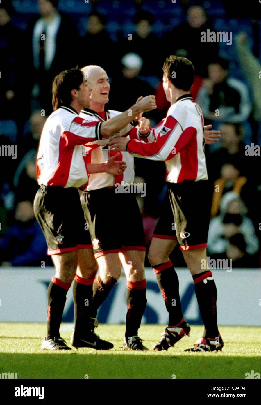 (l-r) Southampton's Patrick Colleter, Chris Marsden and Matthew Oakley ...