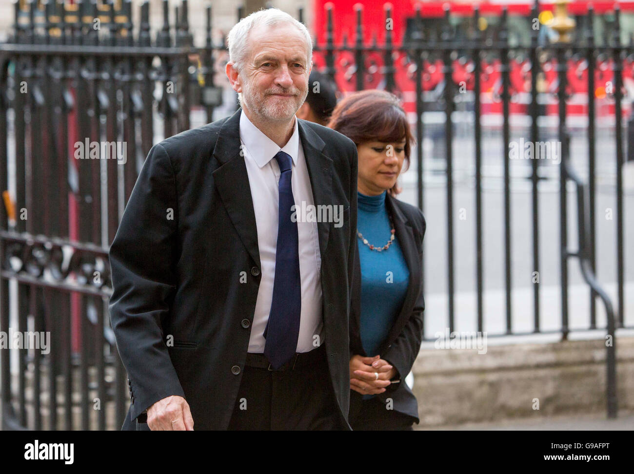 Jeremy Corbyn and his wife Laura Alvarez arrive at Westminster Abbey in ...