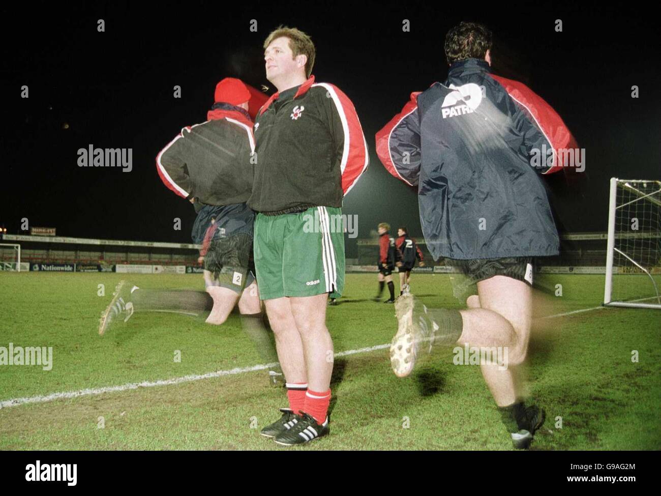 Training standing worms eye view lapping football hi-res stock ...