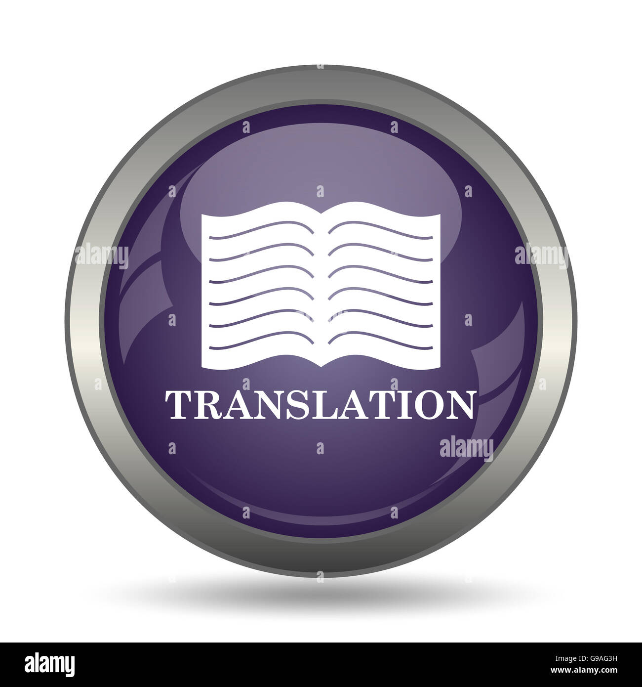 Translation book icon. Internet button on white background Stock Photo ...