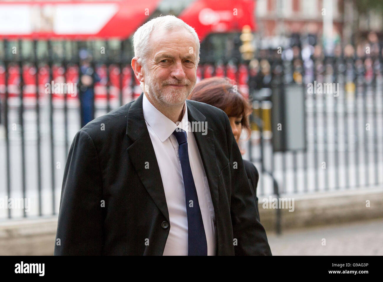 Jeremy Corbyn and his wife Laura Alvarez arrive at Westminster Abbey in ...