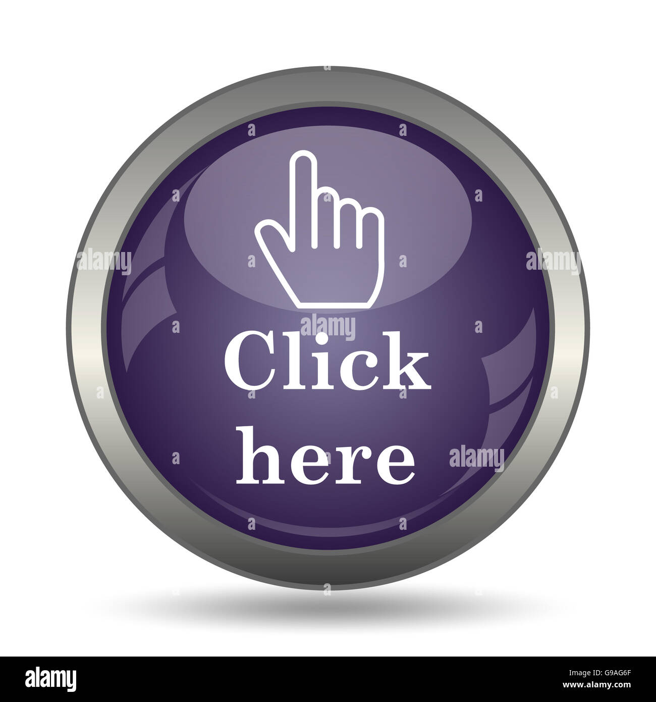 Click here icon. Internet button on white background Stock Photo - Alamy