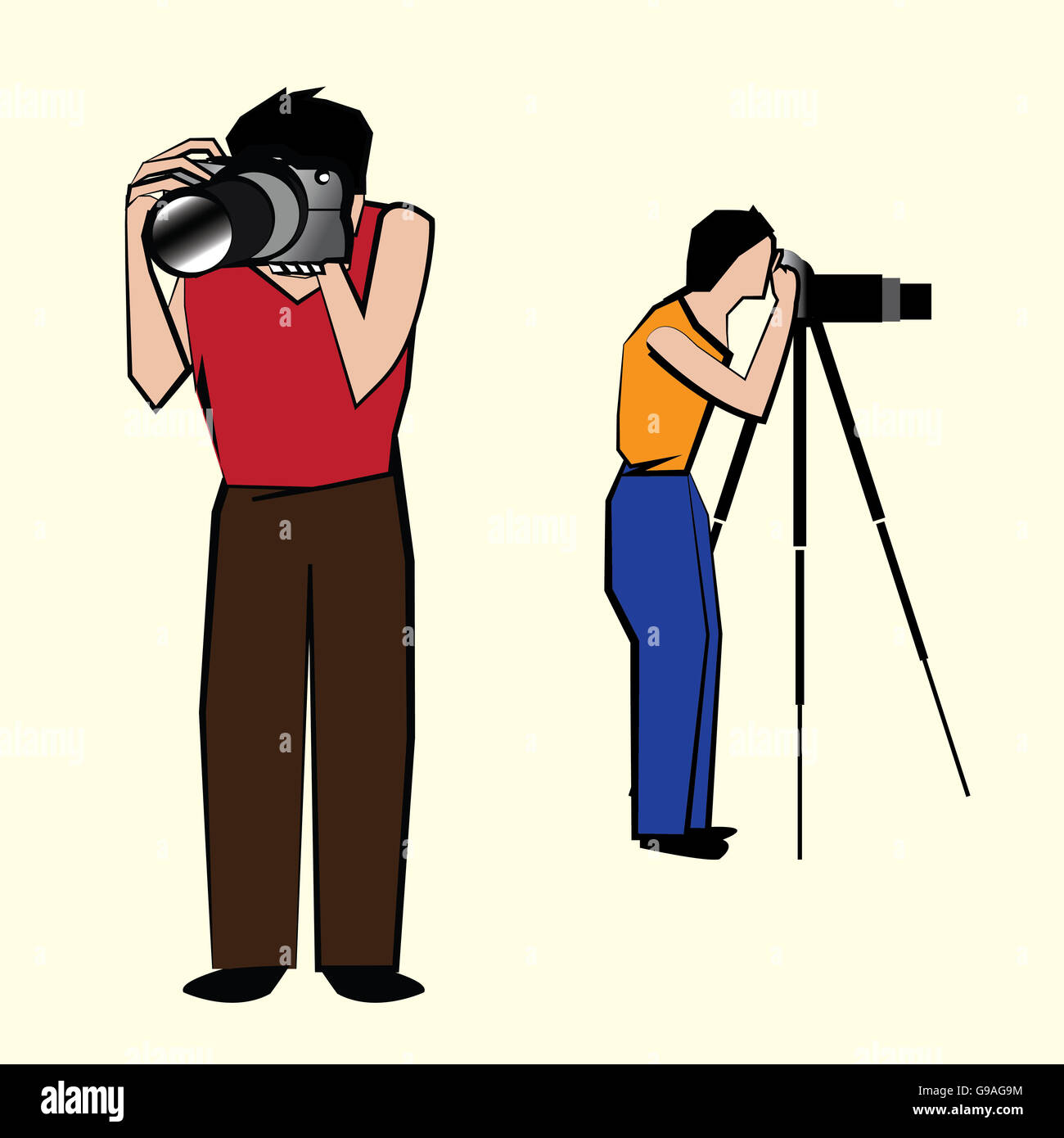 Action of Two men capturing pictures in their respective cameras Stock ...