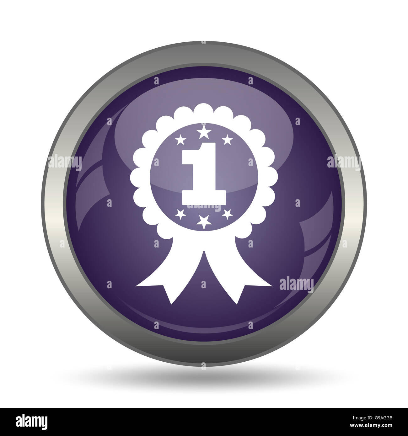 First prize ribbon icon. Internet button on white background Stock ...