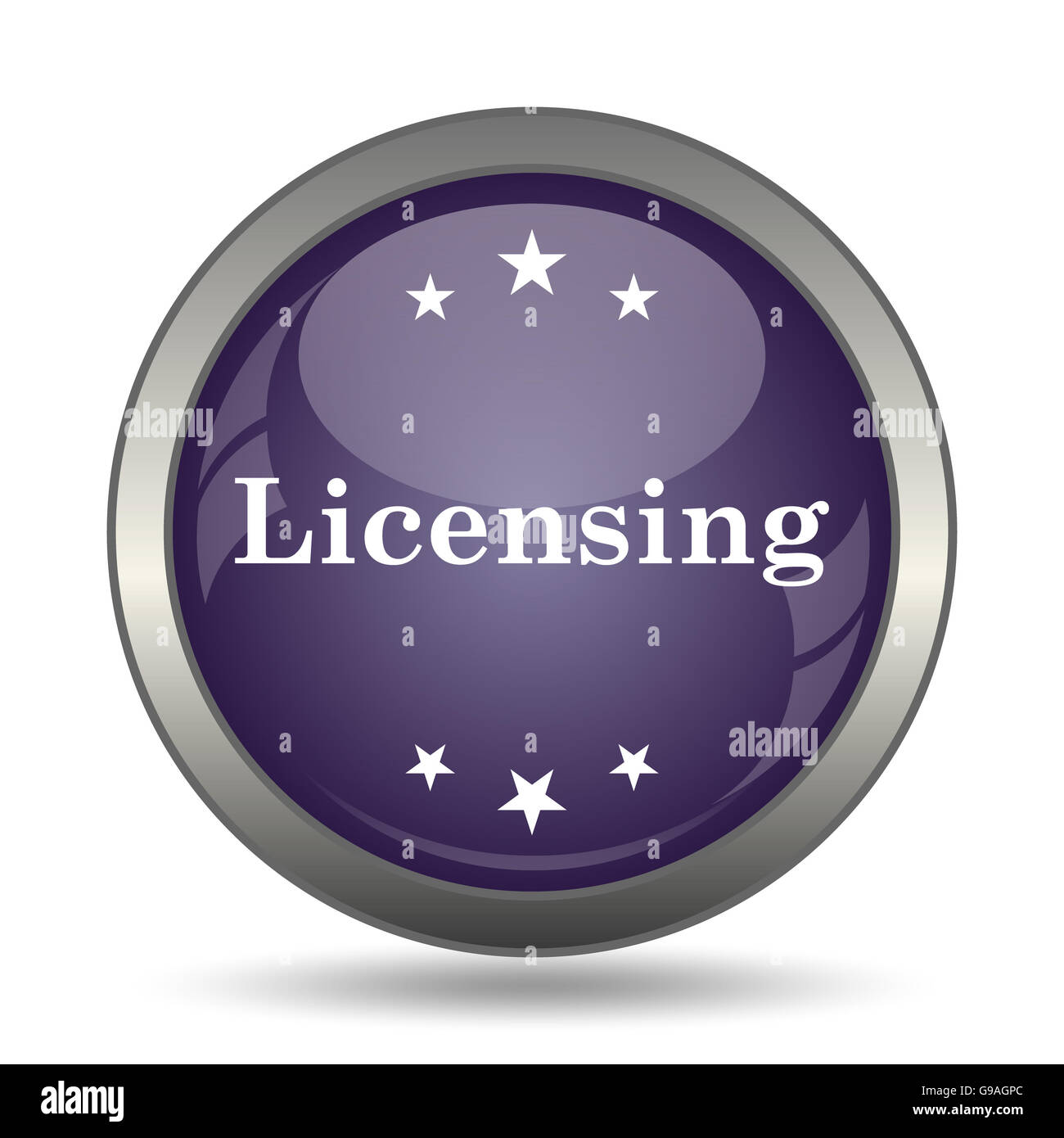 Licensing icon. Internet button on white background Stock Photo - Alamy