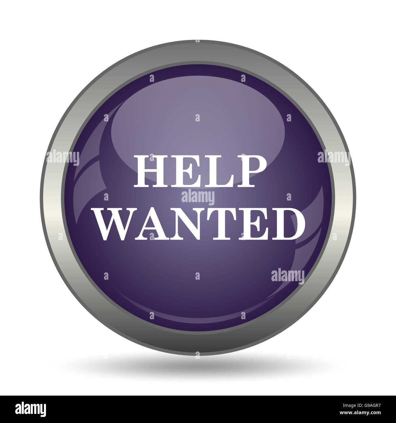 Help wanted icon. Internet button on white background Stock Photo - Alamy
