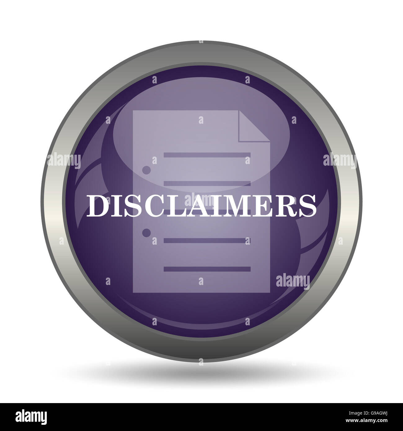 Disclaimers icon. Internet button on white background Stock Photo - Alamy