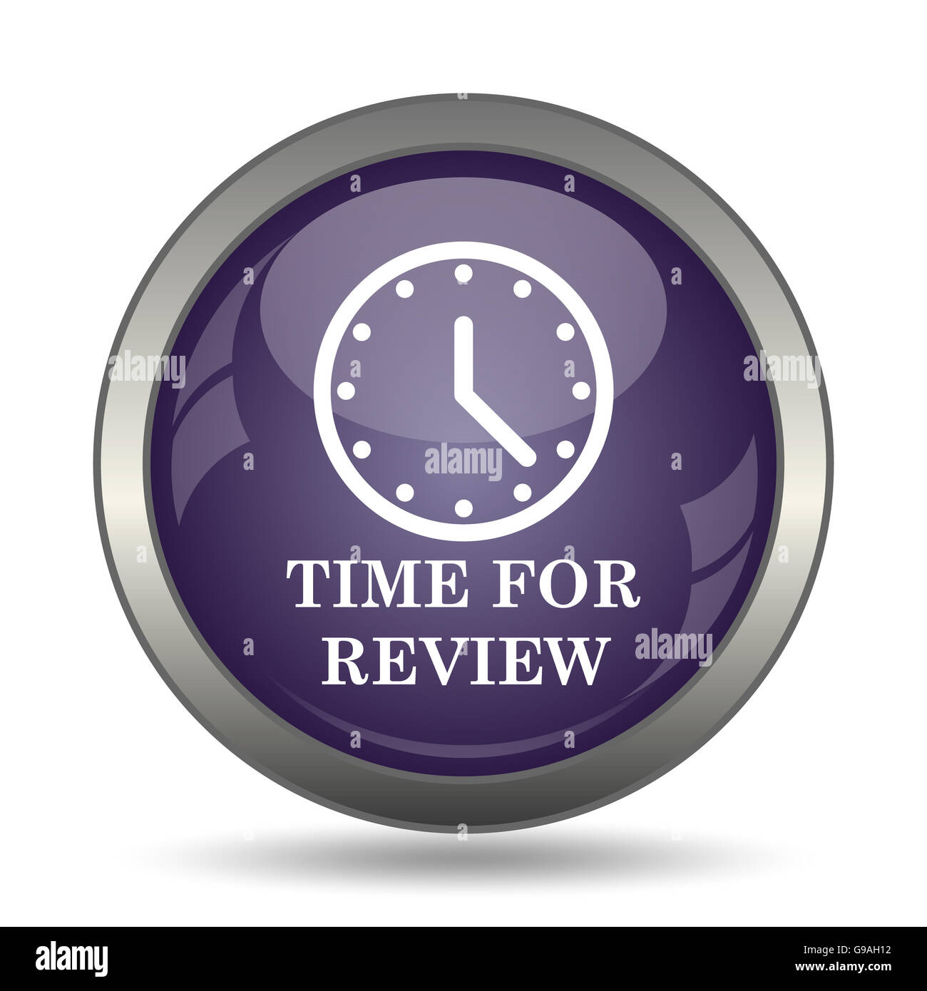 Time for review icon. Internet button on white background Stock Photo ...