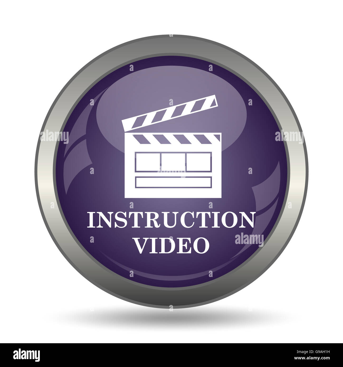 Instruction video icon. Internet button on white background Stock Photo ...