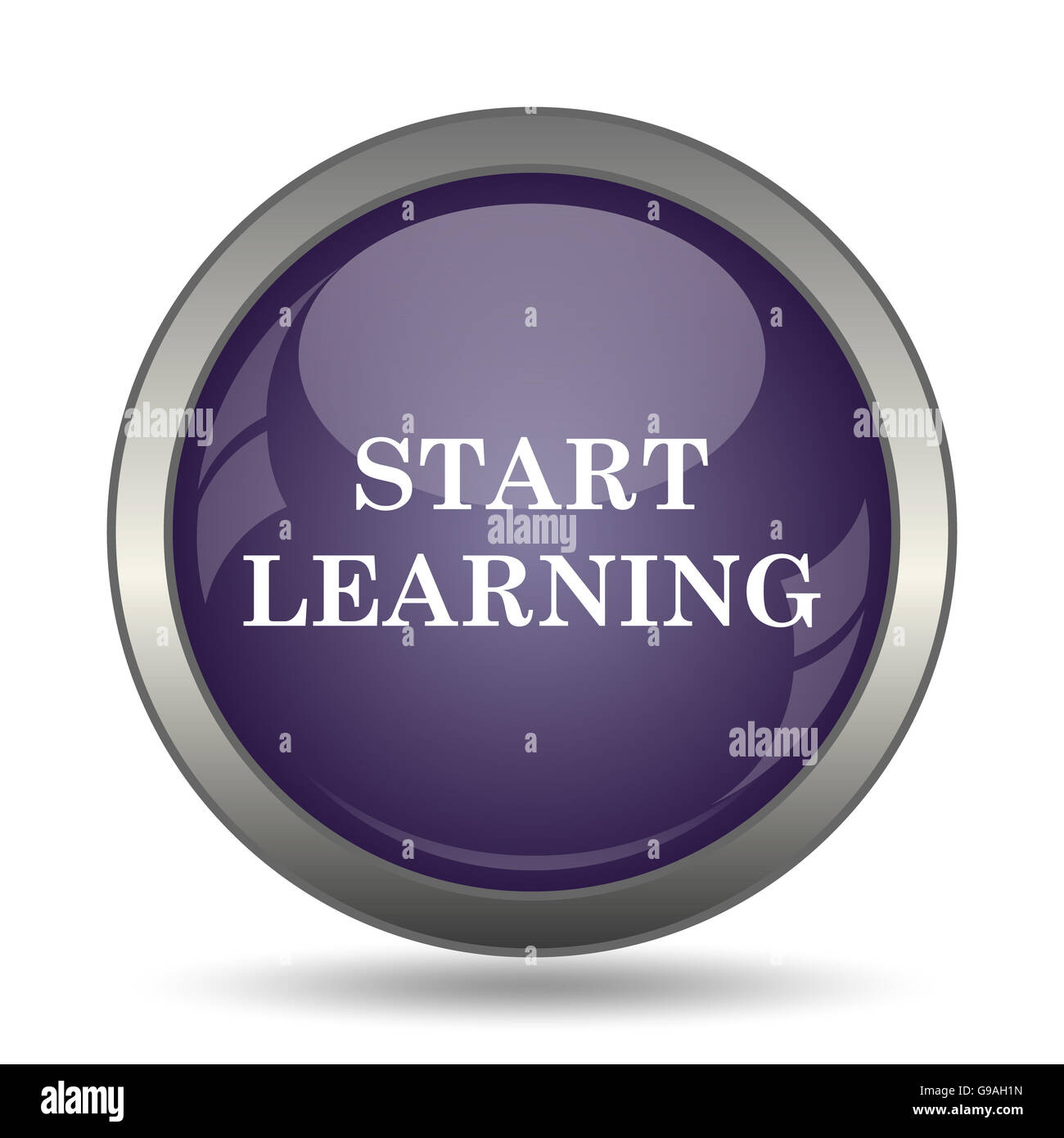 Start learn icon. Internet button on white background Stock Photo - Alamy