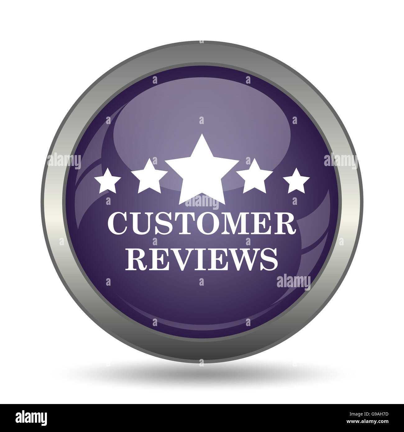 Customer reviews icon. Internet button on white background Stock Photo ...