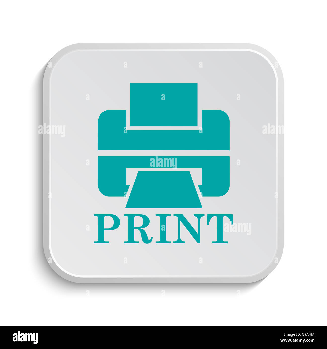 Printer with word PRINT icon. Internet button on white background Stock ...