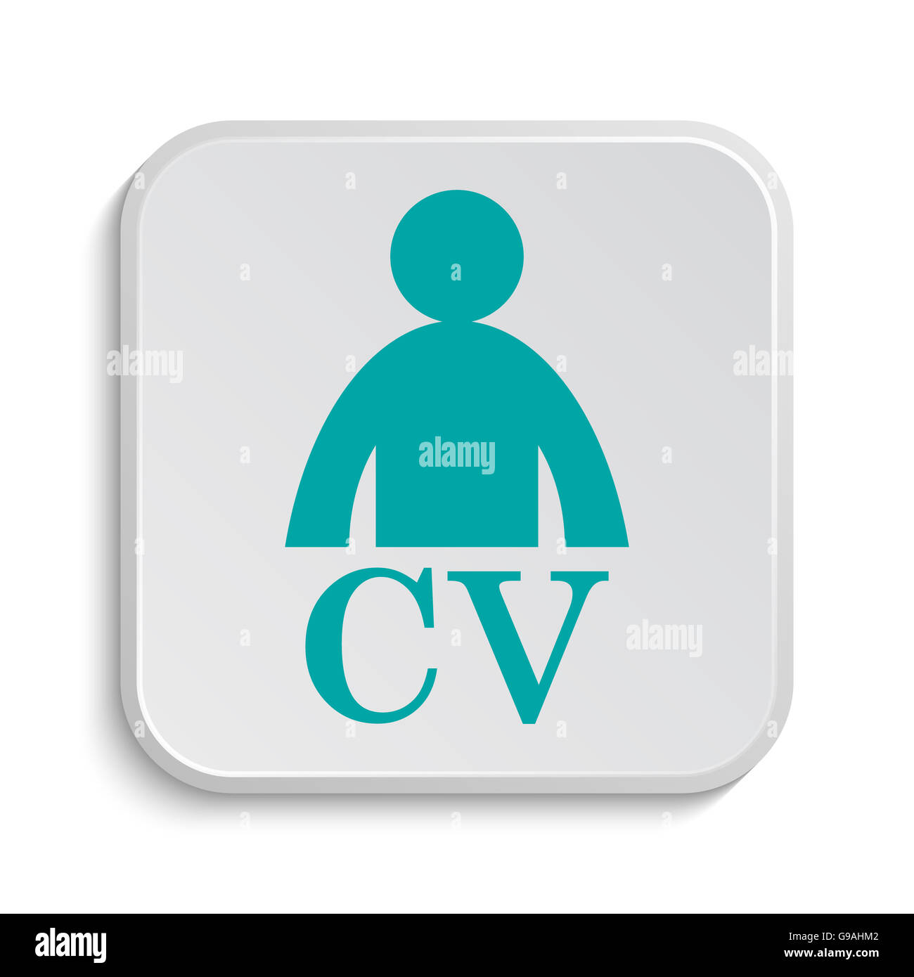 CV icon. Internet button on white background Stock Photo - Alamy
