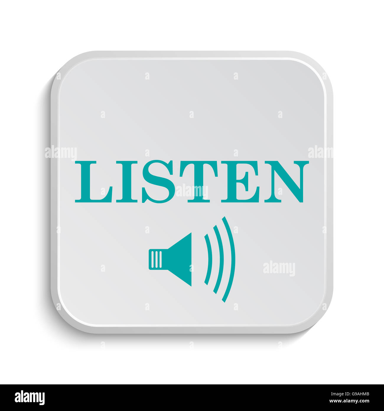 Listen icon. Internet button on white background Stock Photo - Alamy