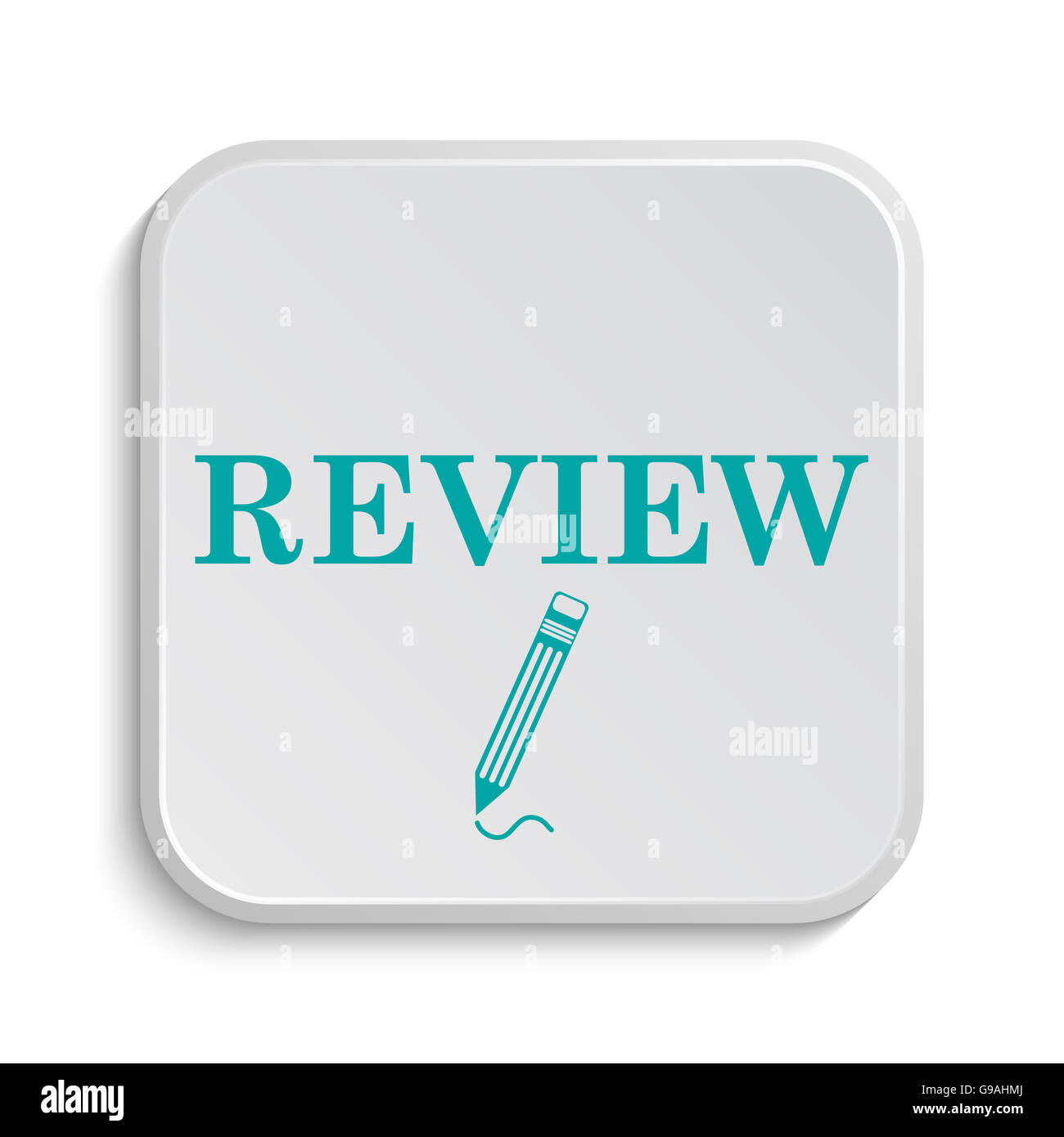 Review icon. Internet button on white background Stock Photo - Alamy