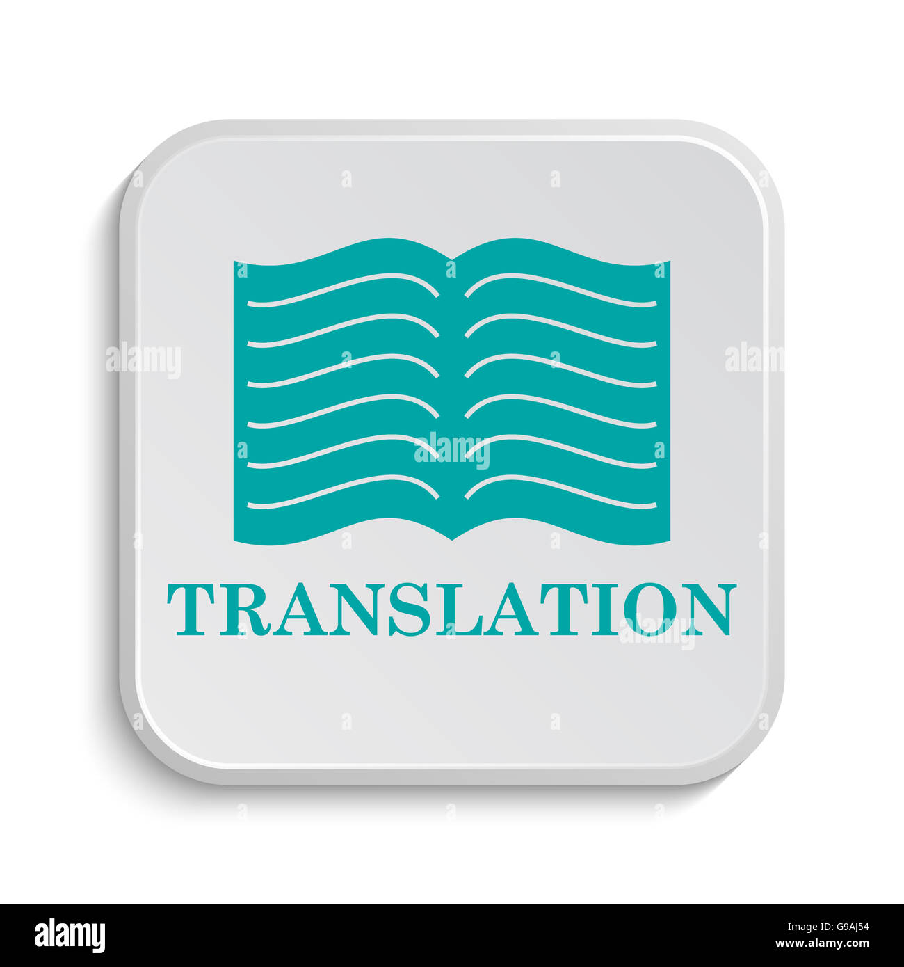 Translation book icon. Internet button on white background Stock Photo ...