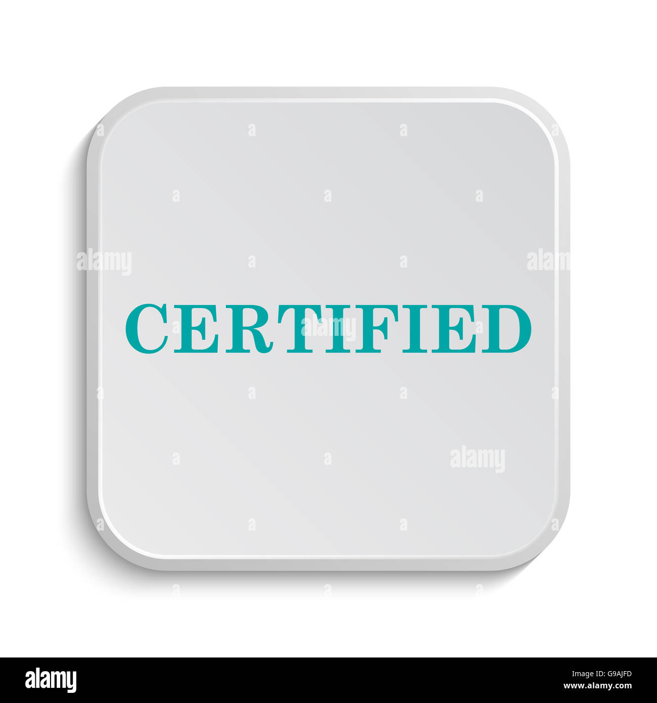Certified icon. Internet button on white background Stock Photo - Alamy