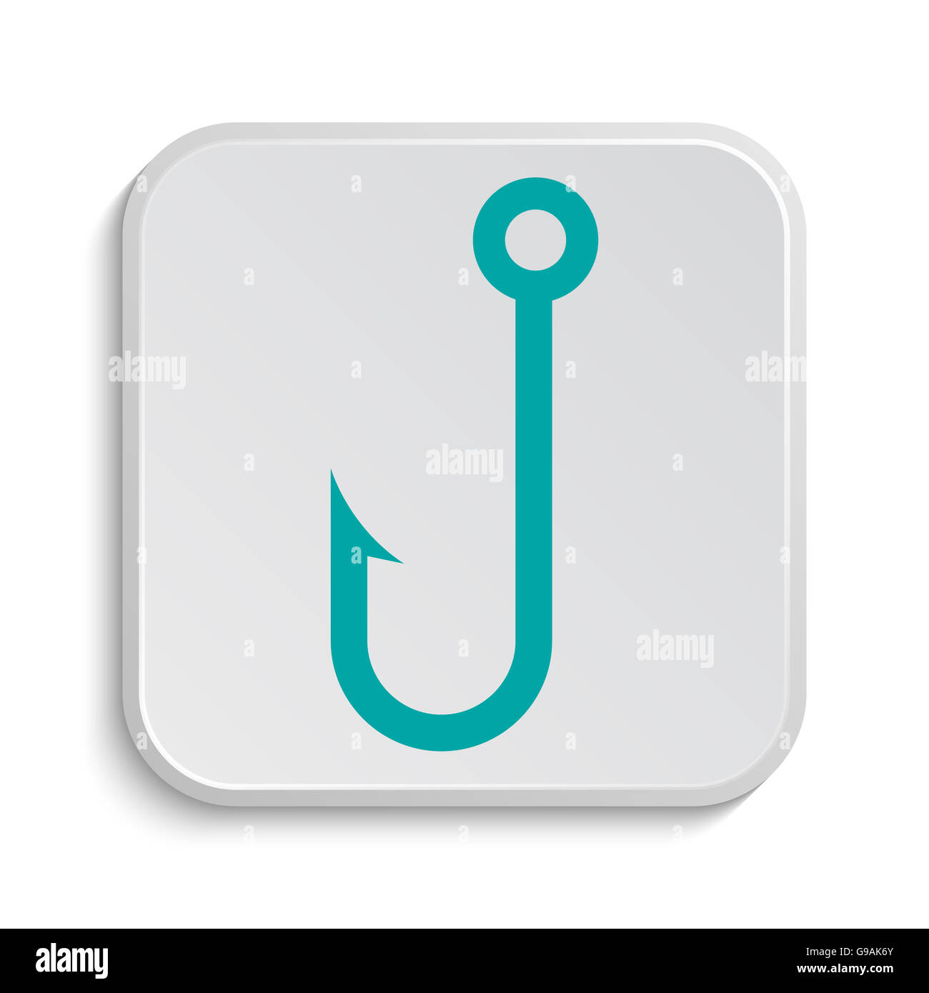 Fish hook icon. Internet button on white background Stock Photo - Alamy