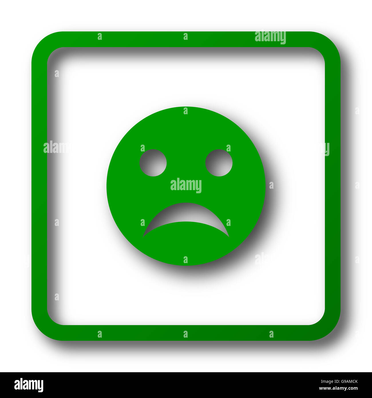 Sad smiley icon. Internet button on white background Stock Photo - Alamy