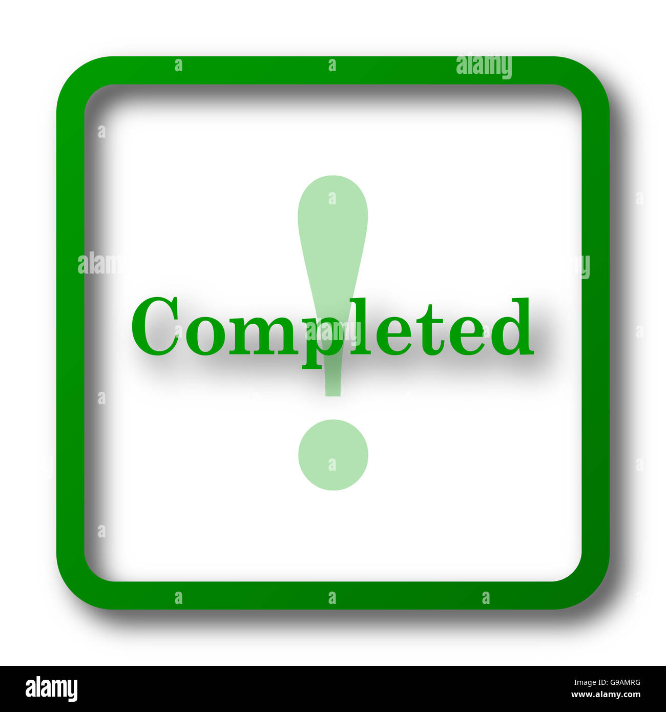Completed icon. Internet button on white background Stock Photo - Alamy