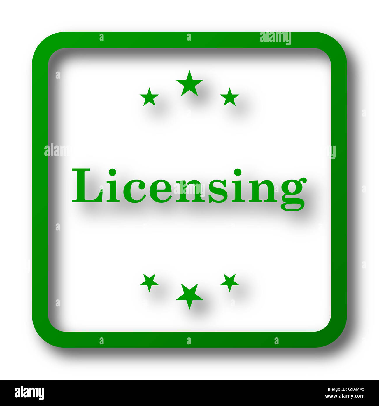 Licensing icon. Internet button on white background Stock Photo - Alamy