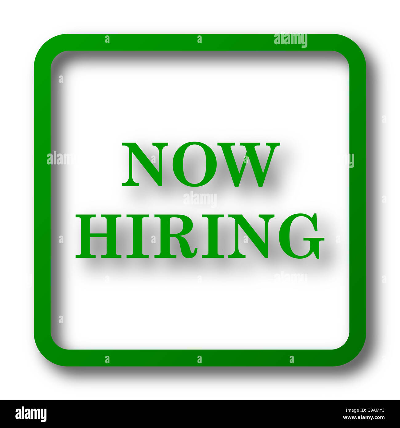 Now hiring icon. Internet button on white background Stock Photo - Alamy