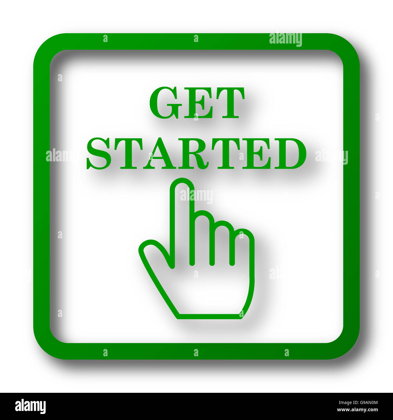 Get started icon. Internet button on white background Stock Photo - Alamy