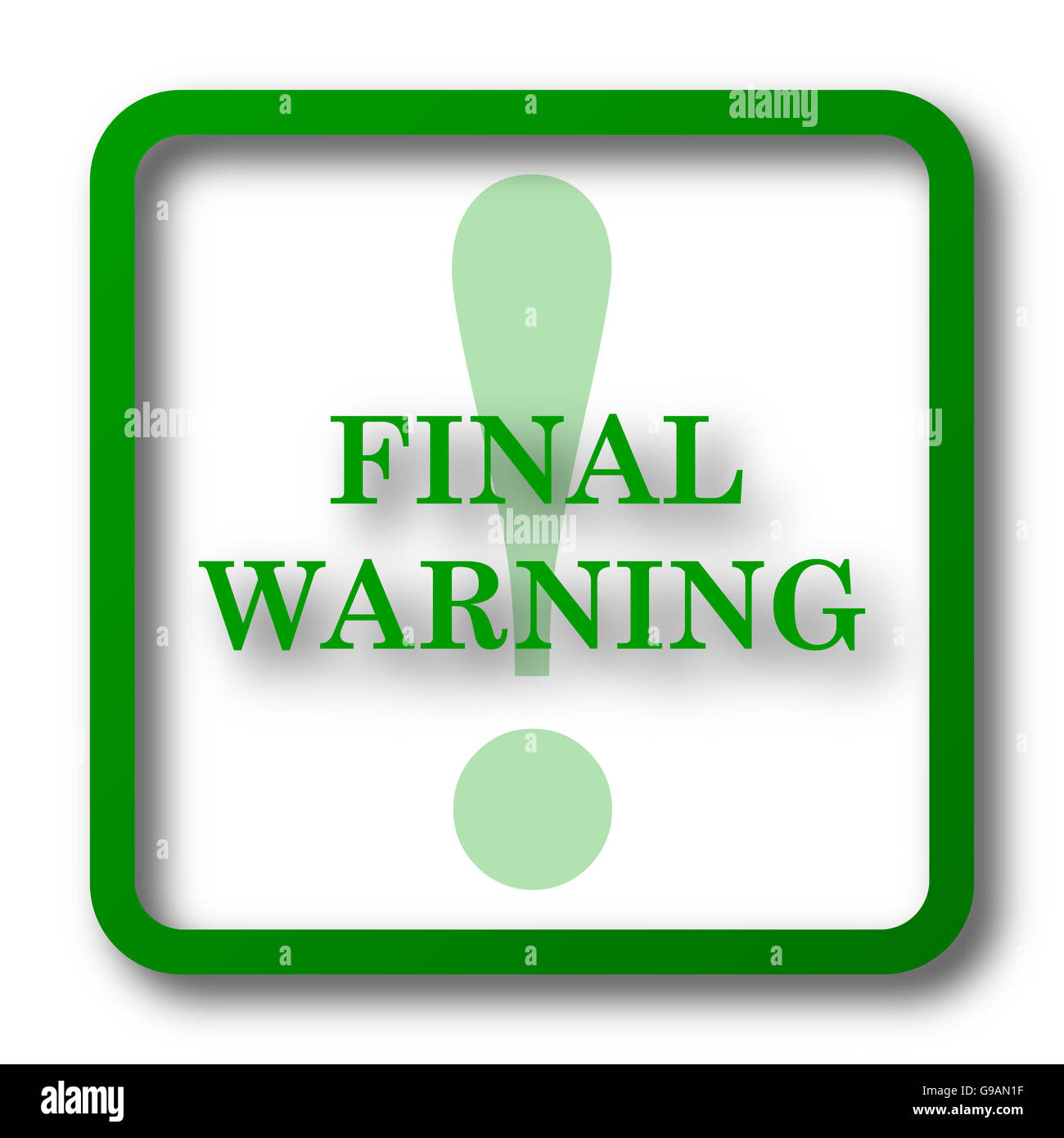 Final warning icon. Internet button on white background Stock Photo - Alamy