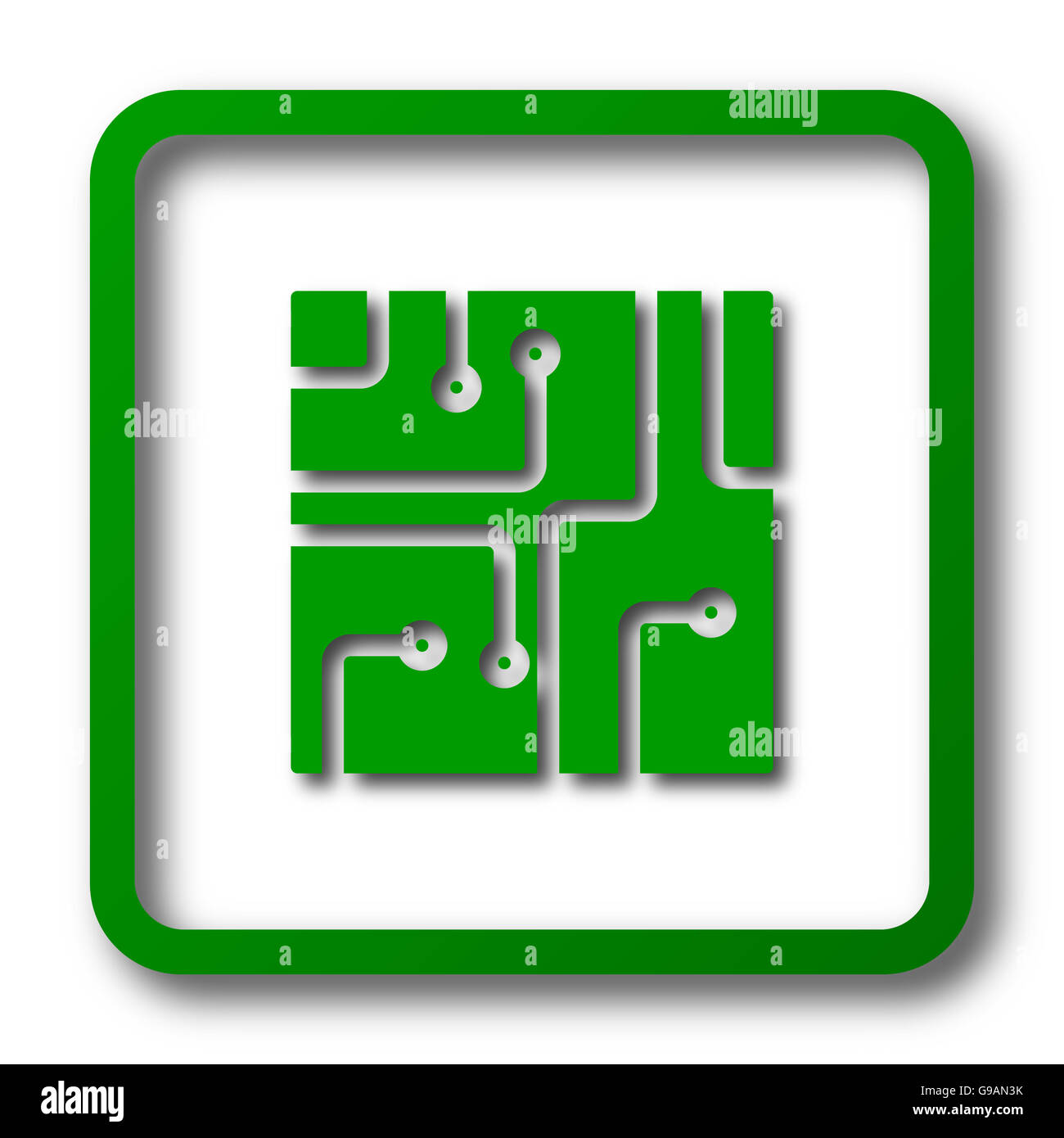 Circuit board icon. Internet button on white background Stock Photo - Alamy