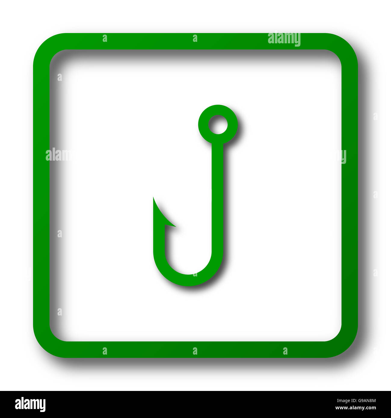 Fish hook icon. Internet button on white background Stock Photo - Alamy