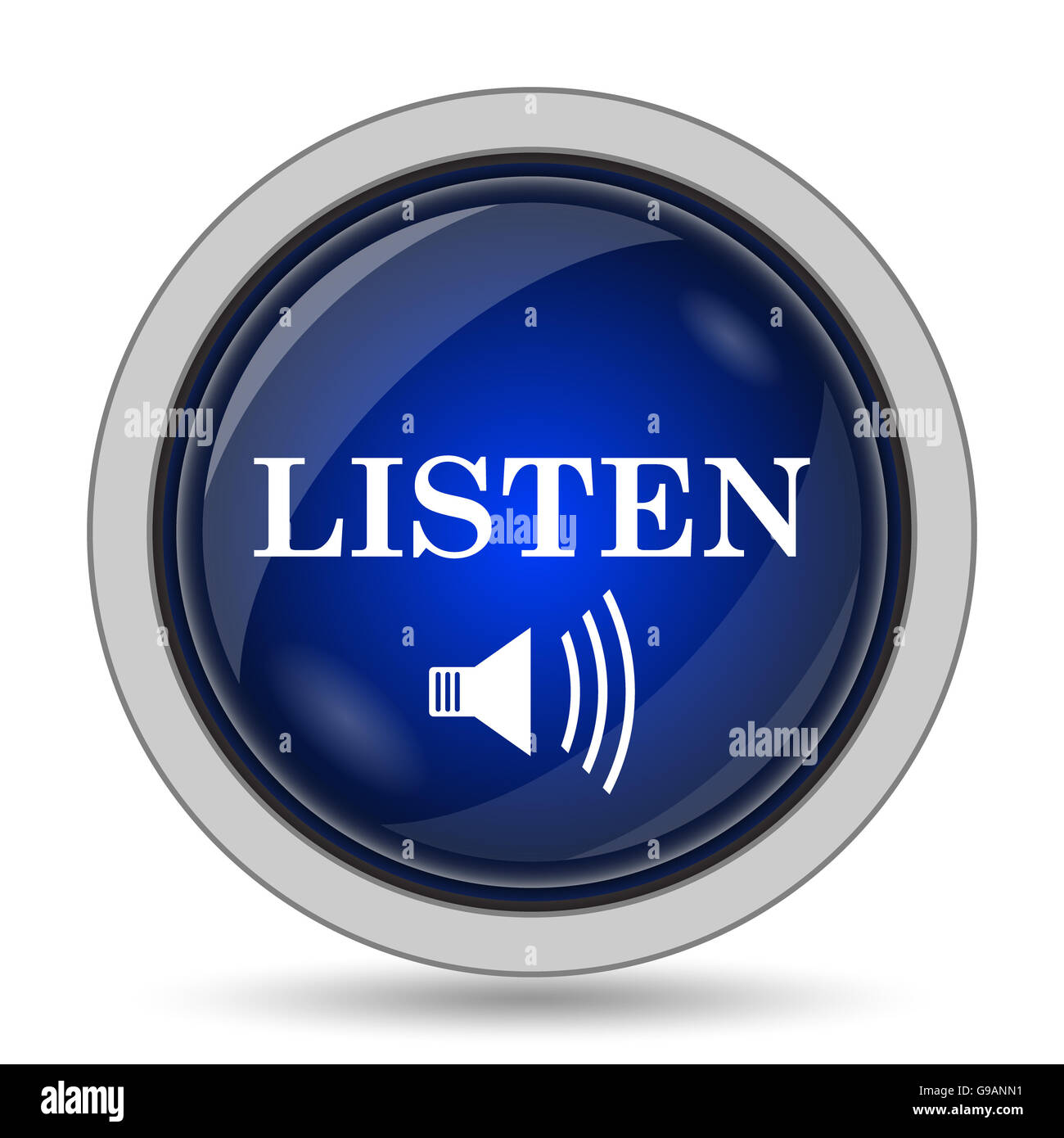Listen icon. Internet button on white background Stock Photo - Alamy