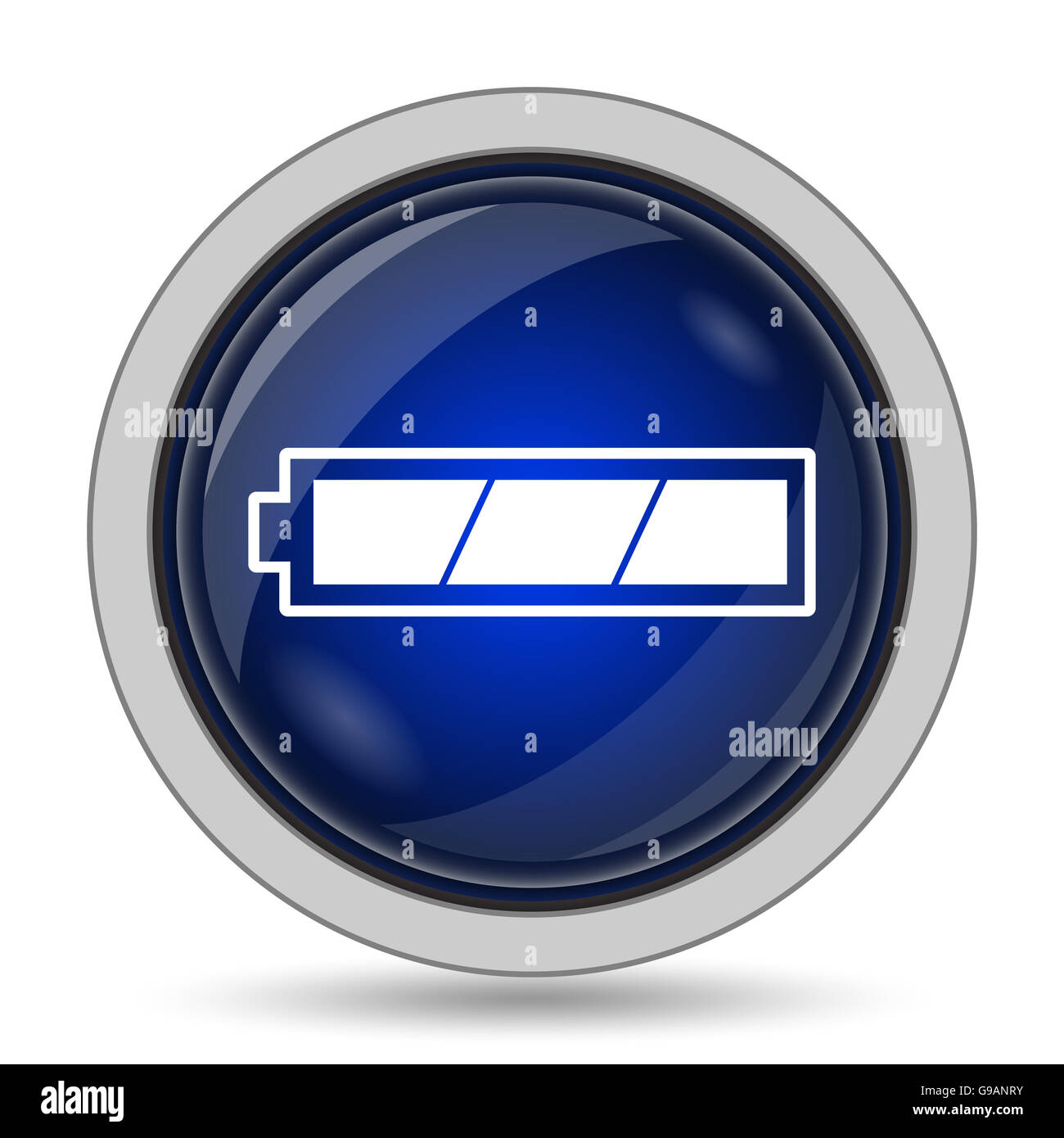 Fully charged battery icon. Internet button on white background Stock ...