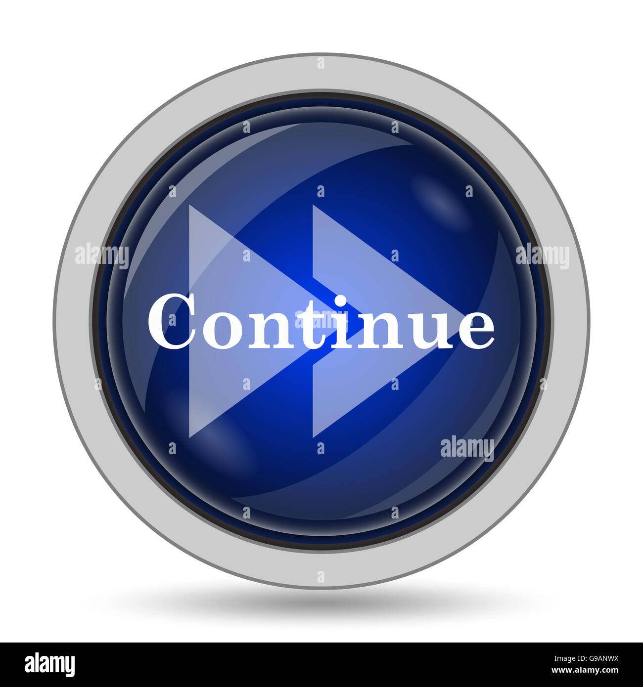 Continue icon. Internet button on white background Stock Photo - Alamy